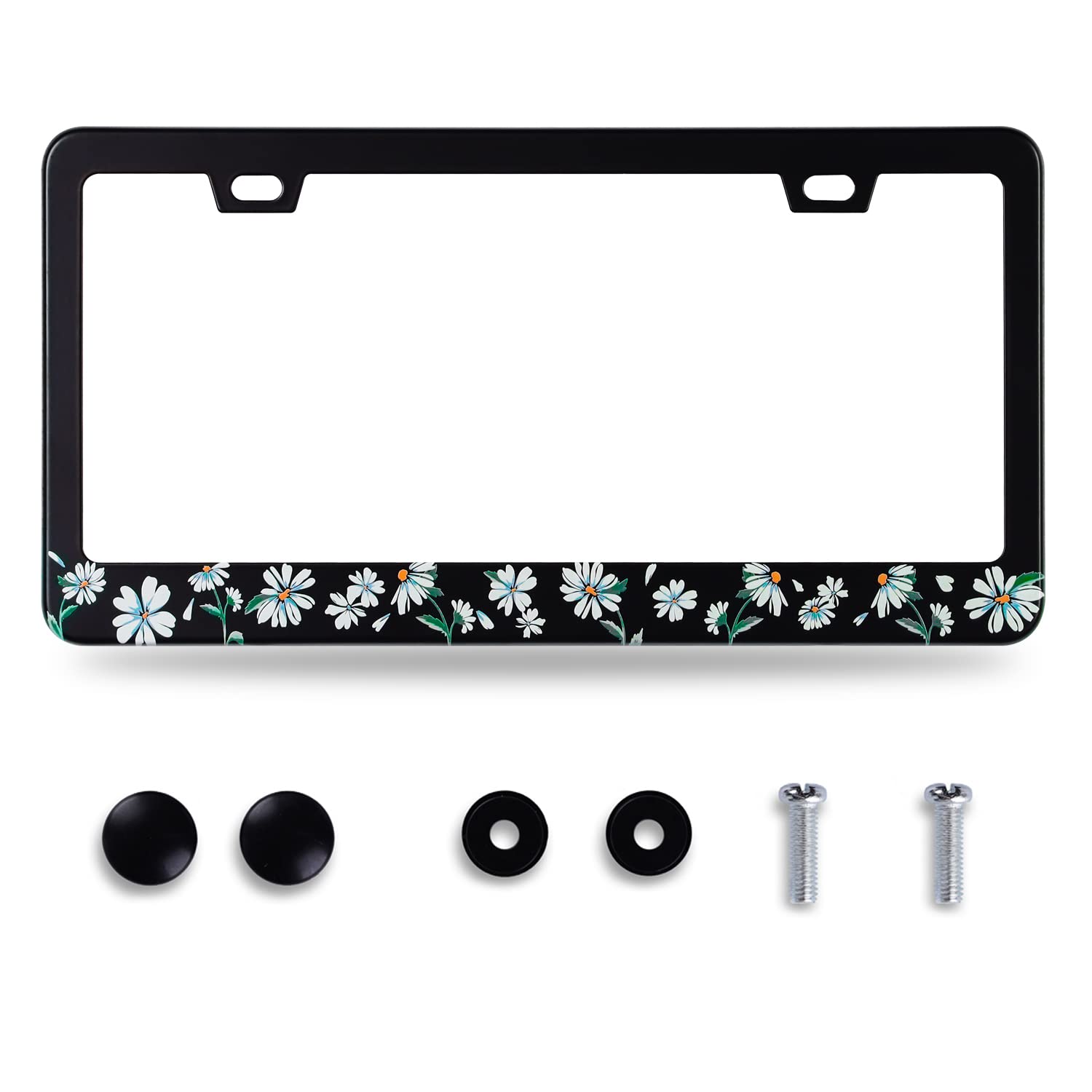 Amazon.com: Cute Daisy Floral License Plate Frame Plate Beautiful ...