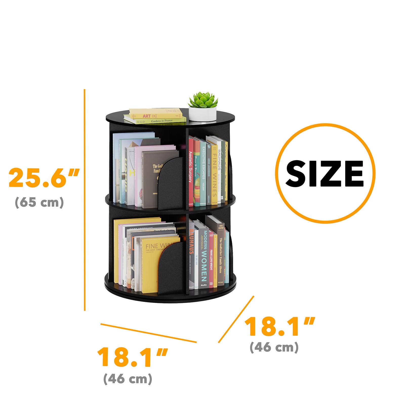 Snapklik.com : 2 Tier Rotating Bookshelf Tower, Spinning Bookcase Lazy ...
