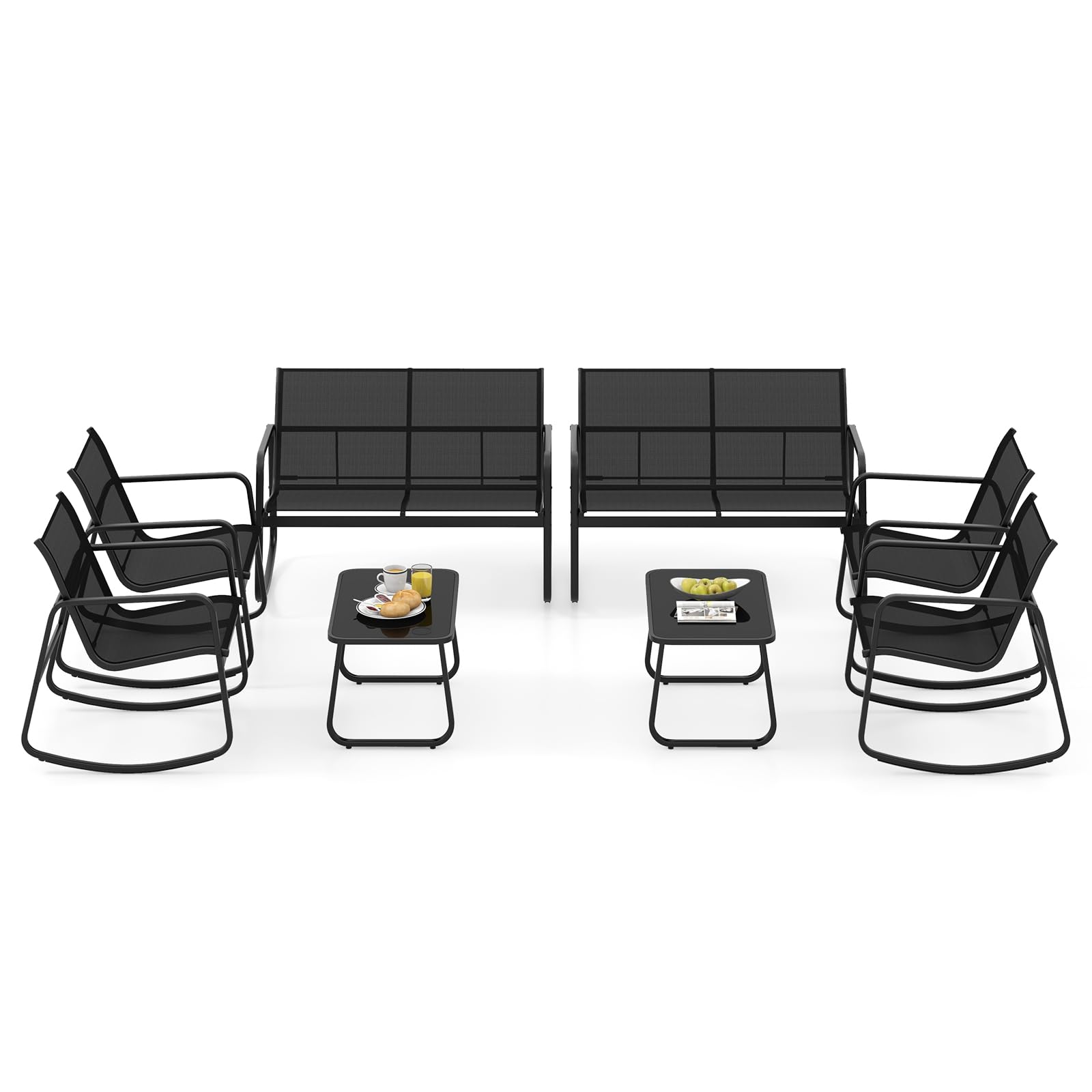 Amazon.com: Tangkula 8 Piece Patio Rocking Set, 4 Rocking Chairs & 2 ...
