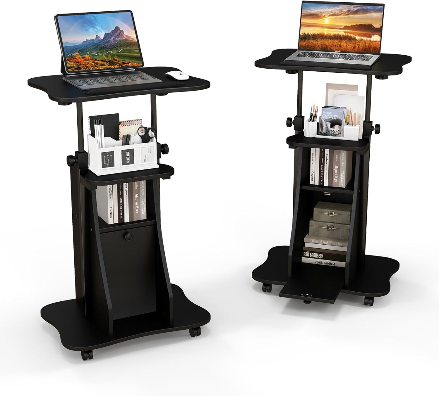 Amazon.com : Giantex Mobile Podium Stand, Sit-to-Stand Laptop Cart with ...