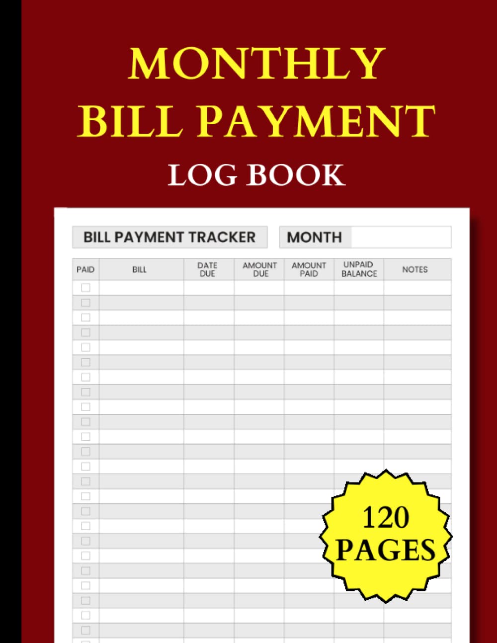 Monthly Bill Payment Log Book: Ledger Book Money Organizer | Checklist ...