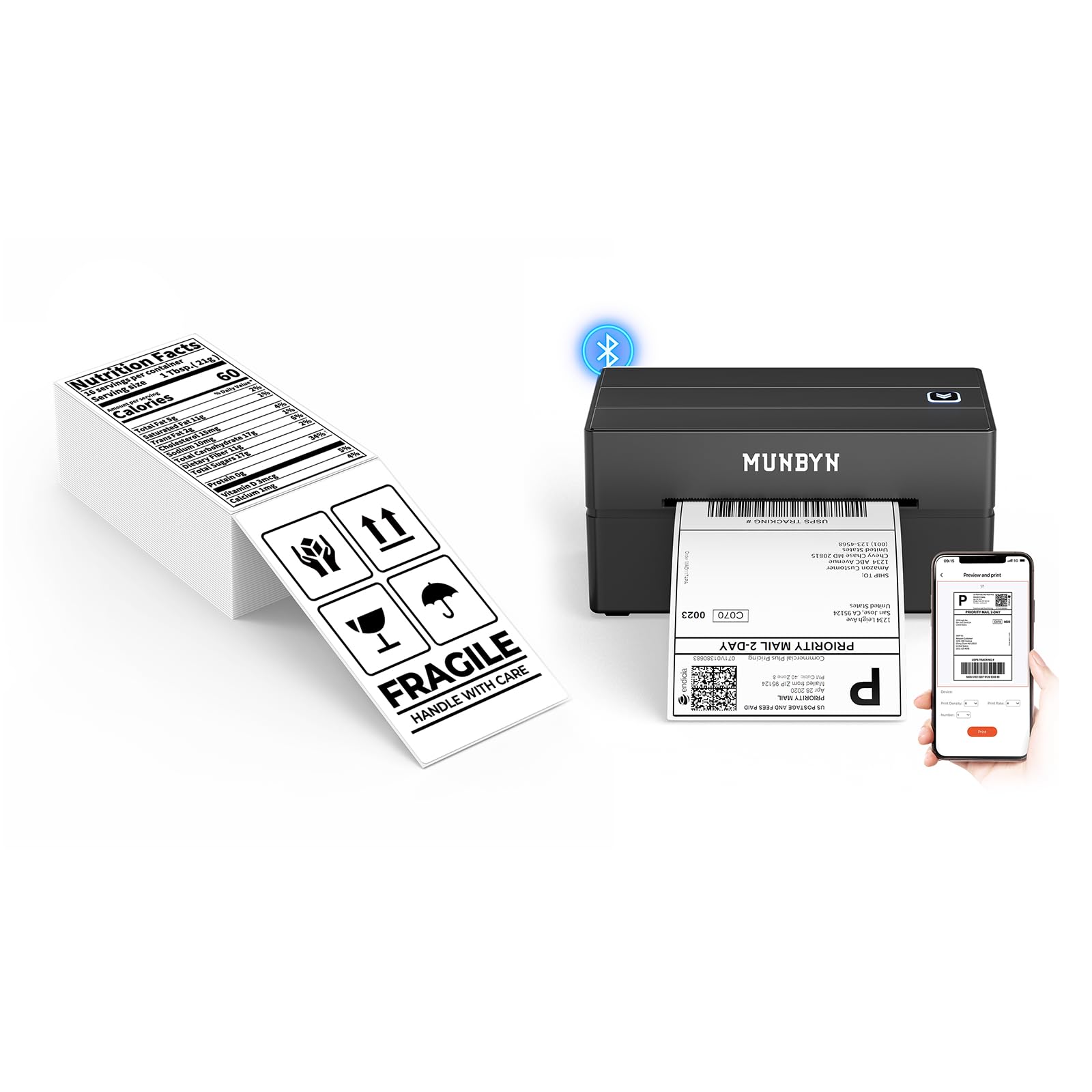 Amazon.com : 3x5 Inch Thermal Shipping Label+130B Bluetooth Thermal ...