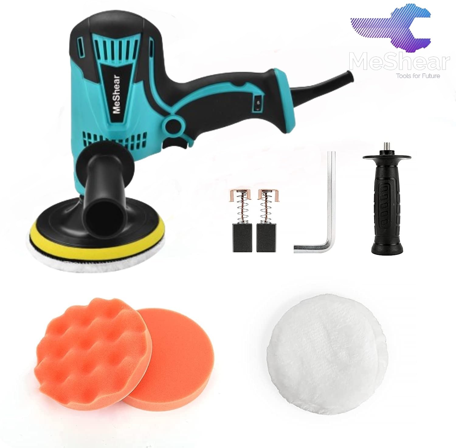 MeShear 700W 125MM 2 Sponge pad, 1 woolen pad 600-3800RPM Vertical ...