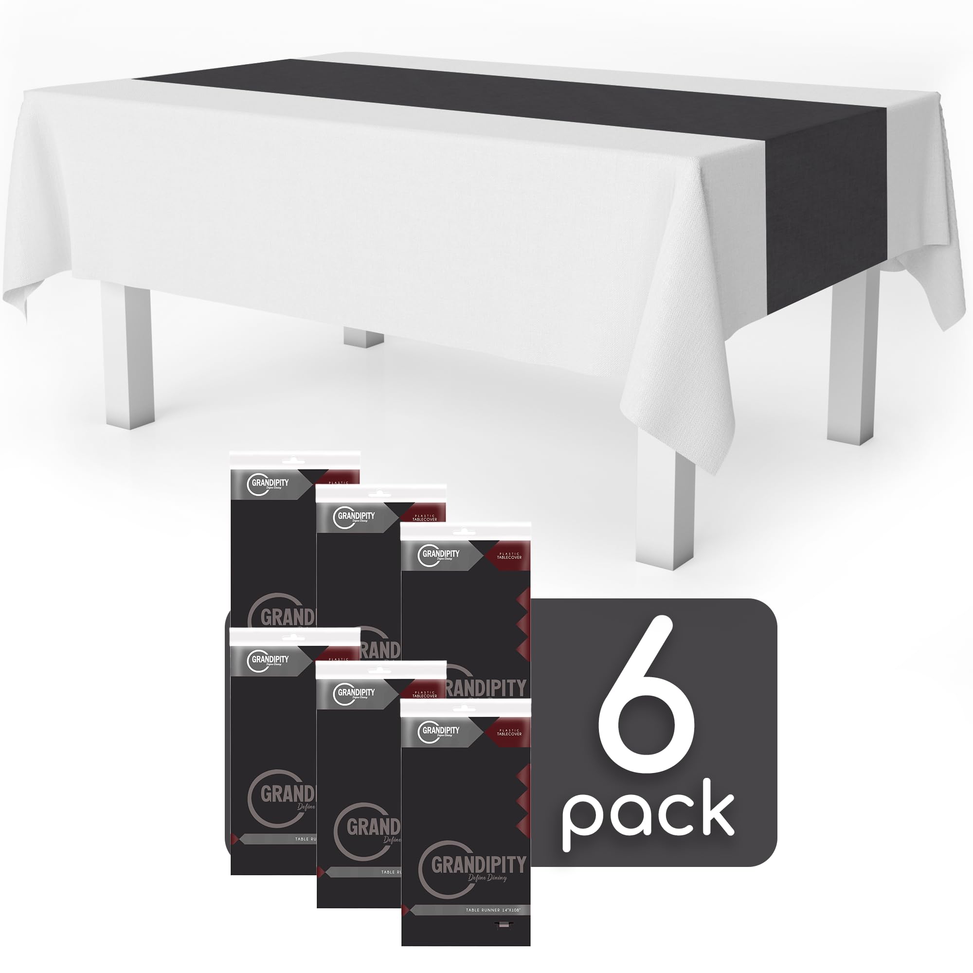 Snapklik.com : Dark Grey 6 Pack Premium Disposable Plastic Table Runner ...