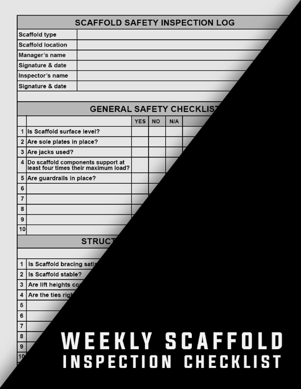 Buy Weekly Scaffold Inspection Checklist: Scaffold Maintenance Logbook ...