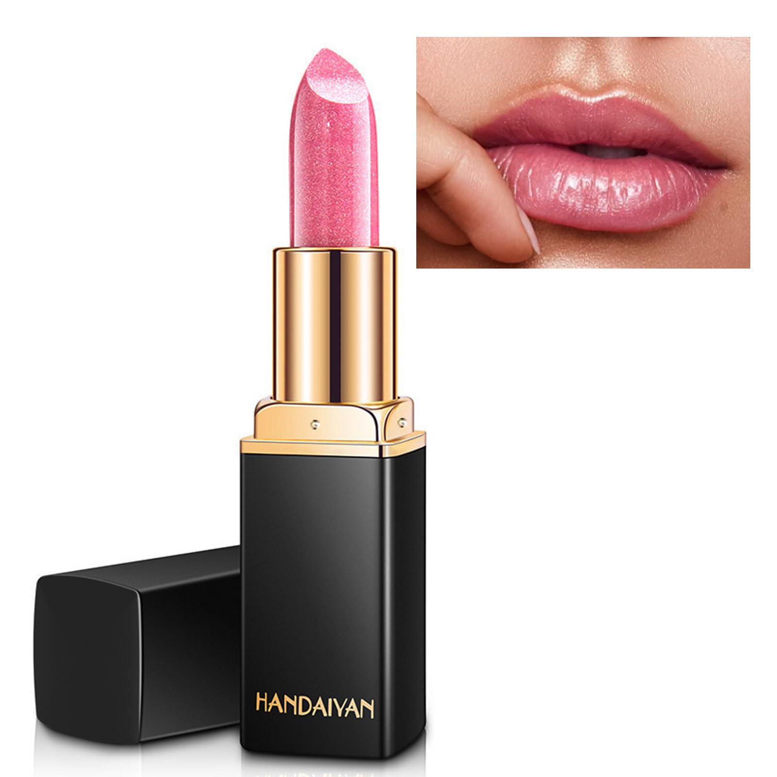 Pink Lipstick, Glitter Metallic Shimmer Lipsticks, Colour Changing Long ...
