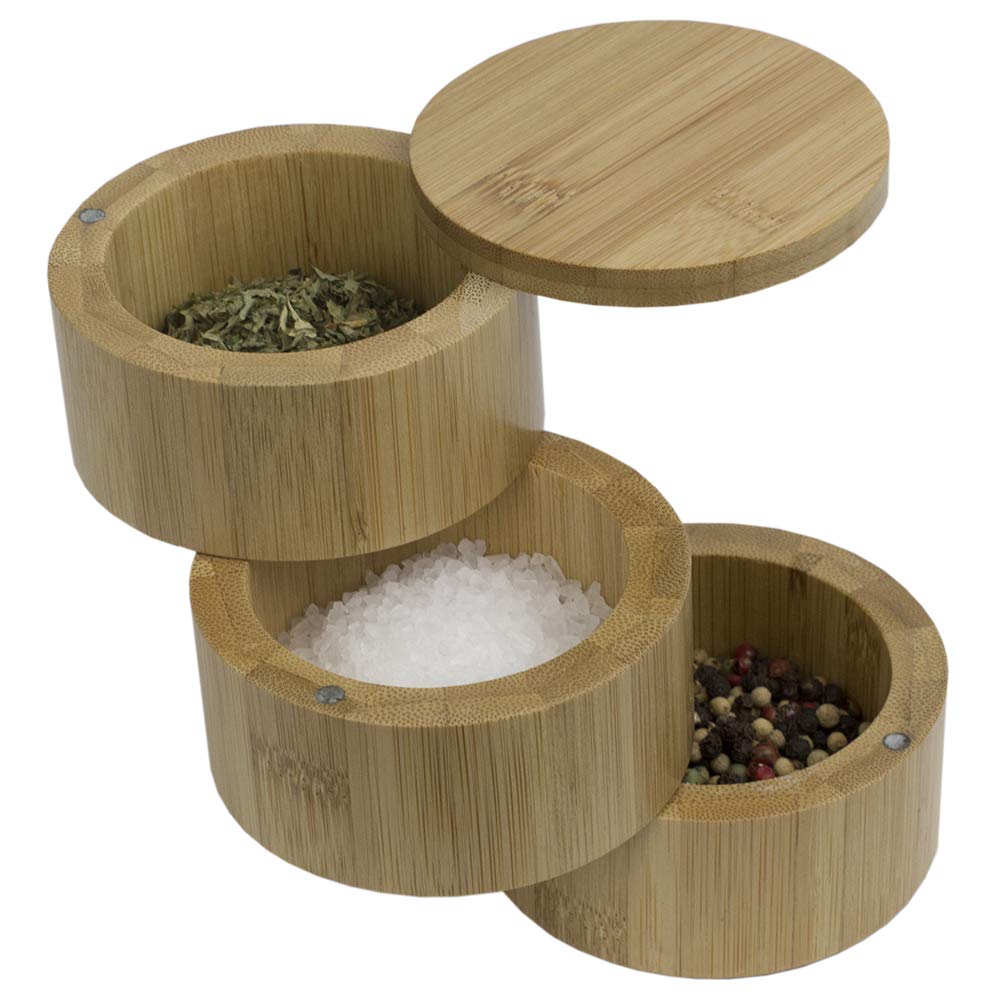 Amazon.com: Home Basics Bamboo Swivel Salt Box with Magnetic Lid ...
