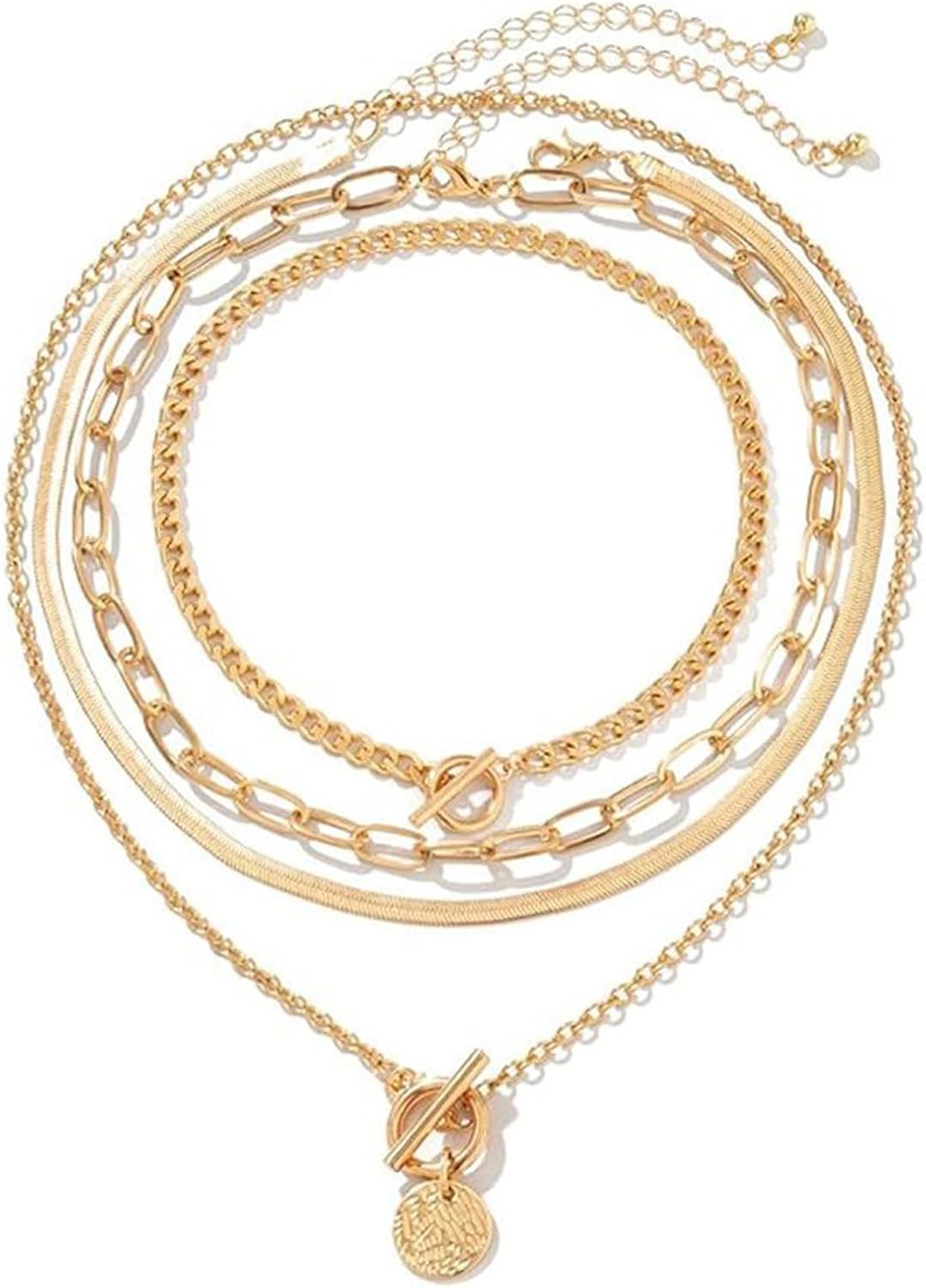 Tweozek 4 Pcs Layered Necklaces for Women, Chunky Gold Necklace ...