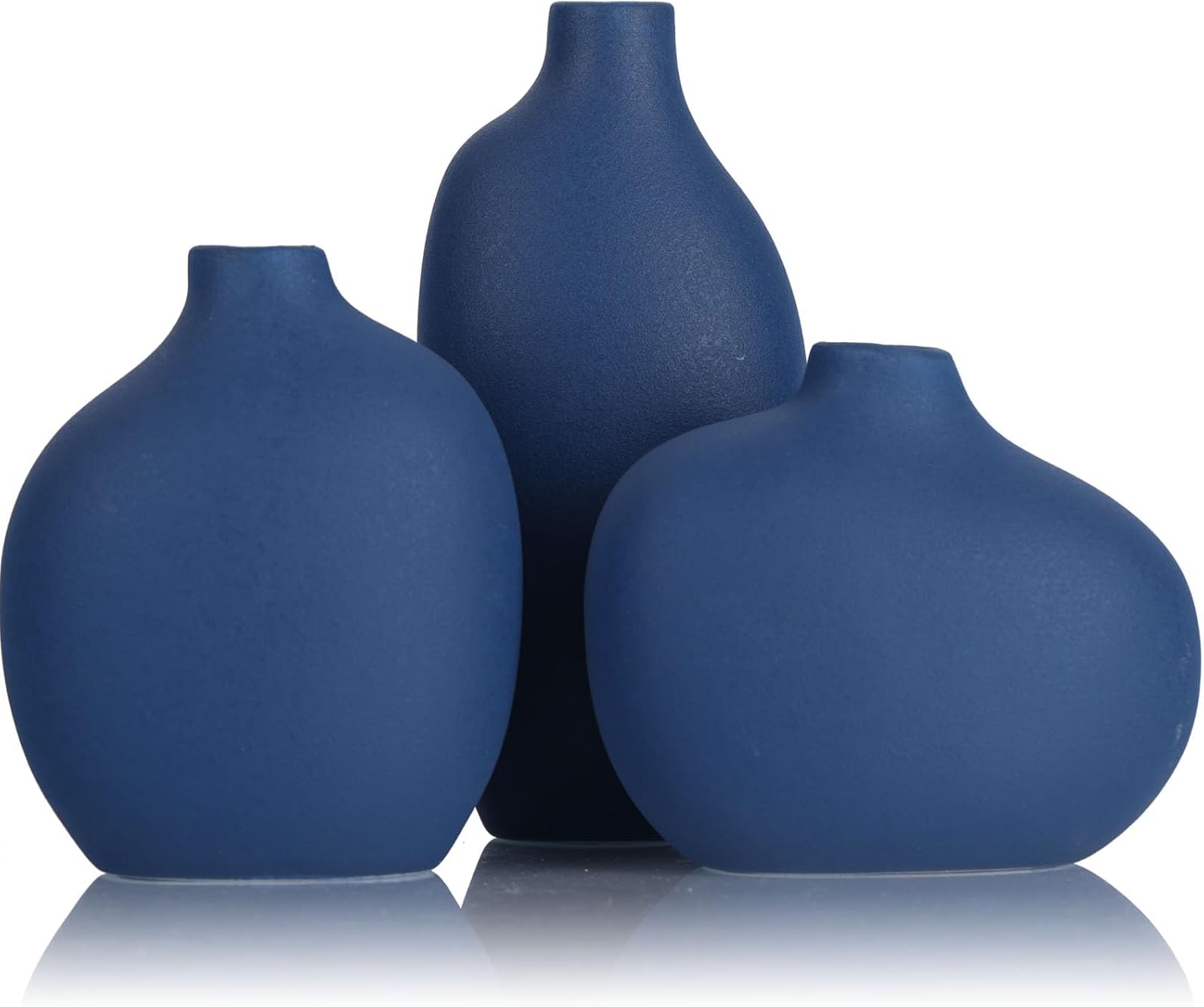 Amazon.com: Small Navy Blue Ceramic Vase Set of 3,Bulk Mini Bud Vases ...