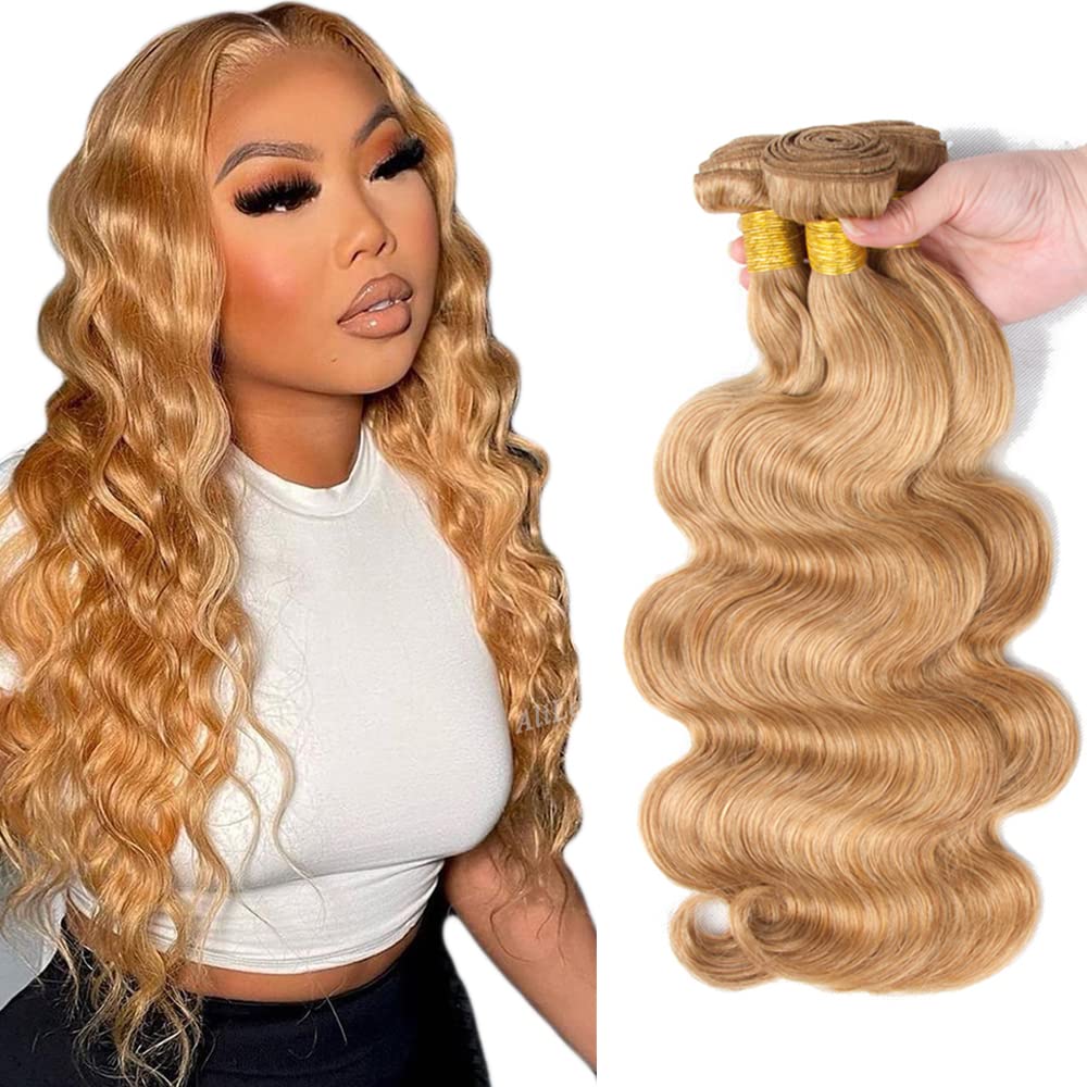Amazon.com : Poutpoutm Honey Blonde Bundles #27 Human Hair Body Wave ...
