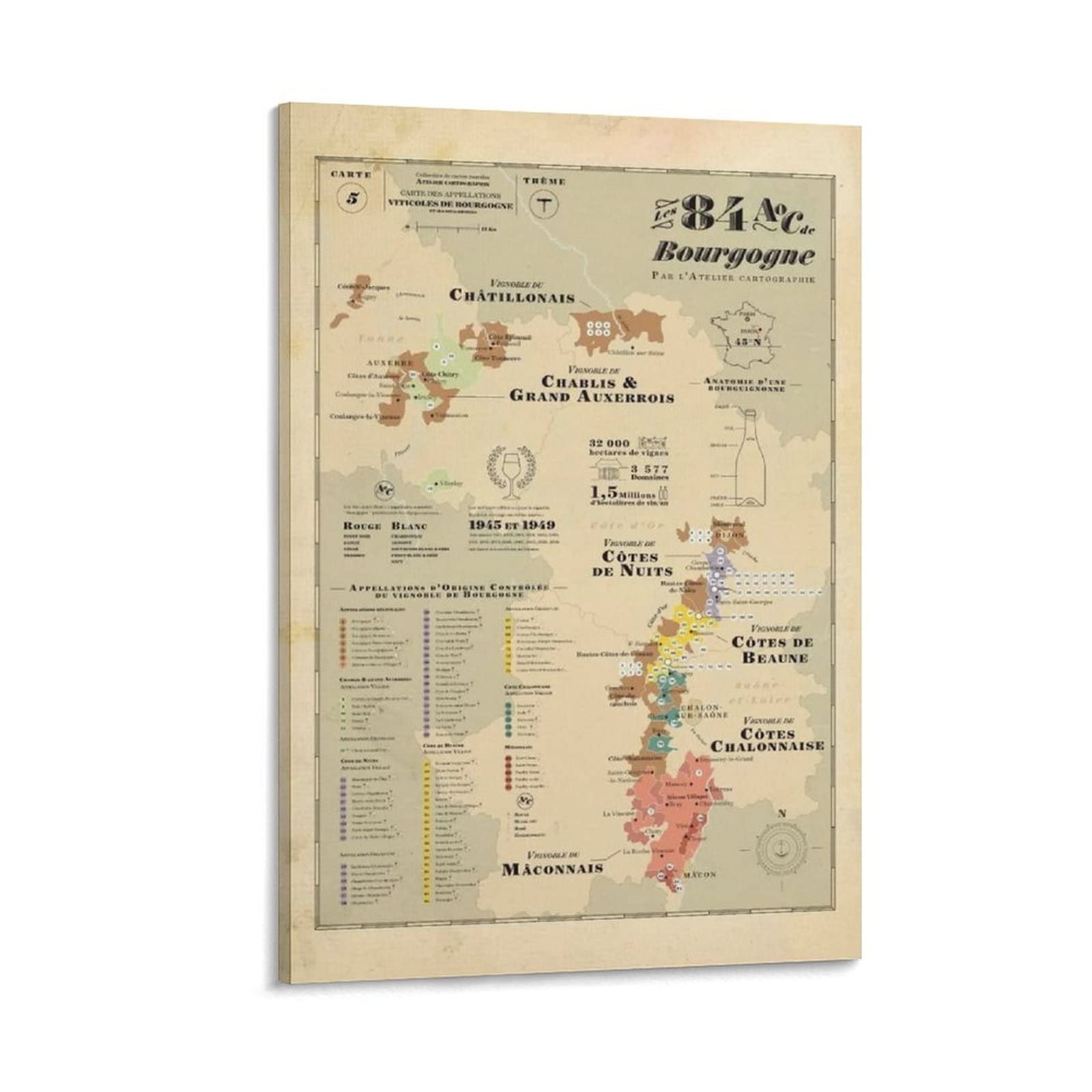 Amazon.com: Burgundy Wine List, Burgundy Vineyard Map, Burgundy Map ...