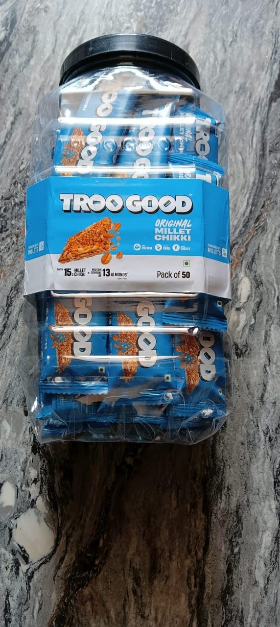 TROOGOOD Millet Chikki Jar (50 Pcs, 15g Each 750g) | Rich in Fibre and Protein | No Added ...