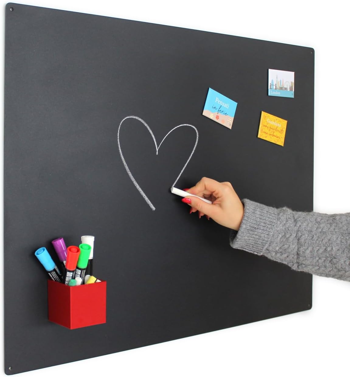 KalaMitica - Large Magnetic Chalkboard for Wall - Black Steel Chalk ...