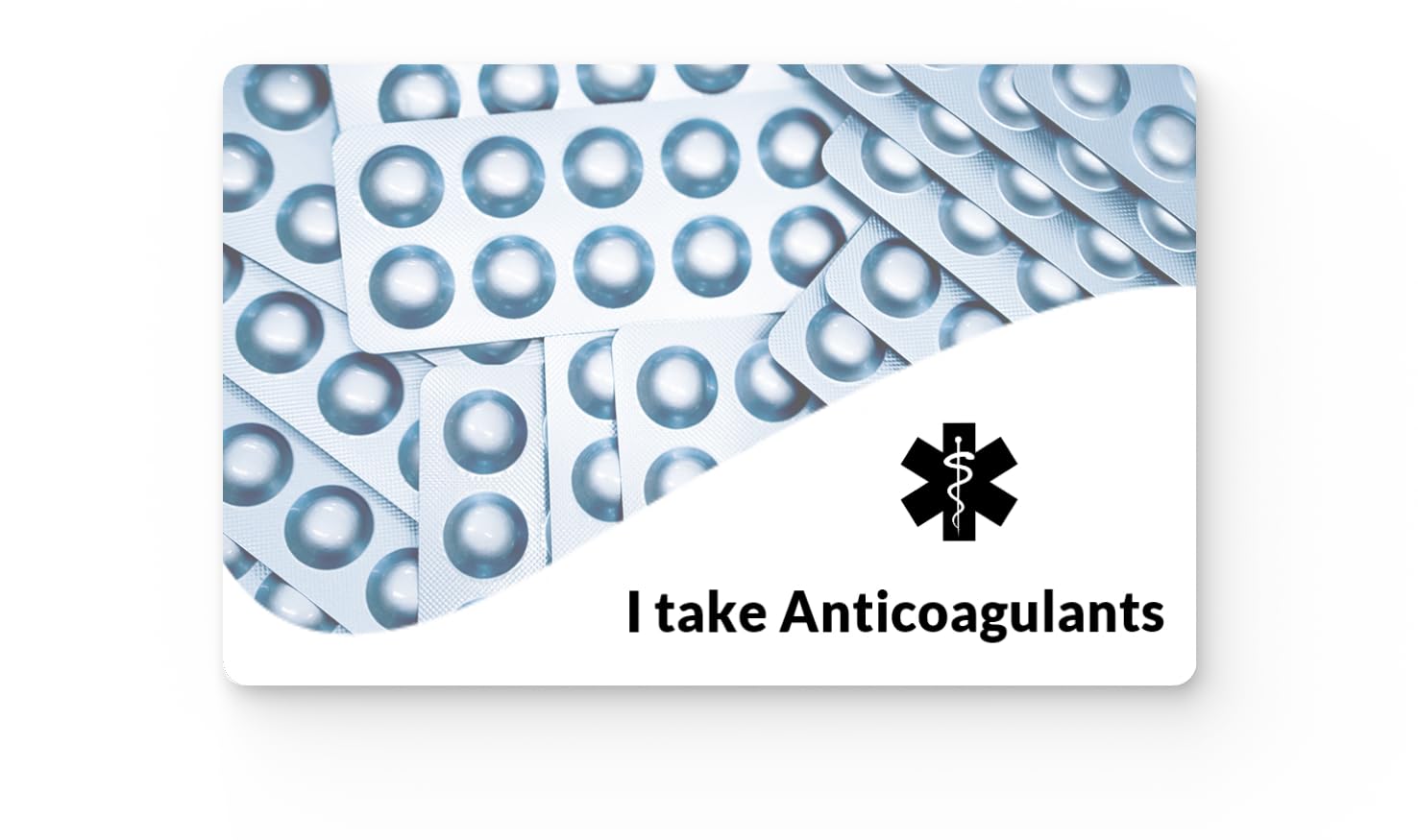 I Take Anticoagulants Single Sided Medical Alert Card - Essential ...