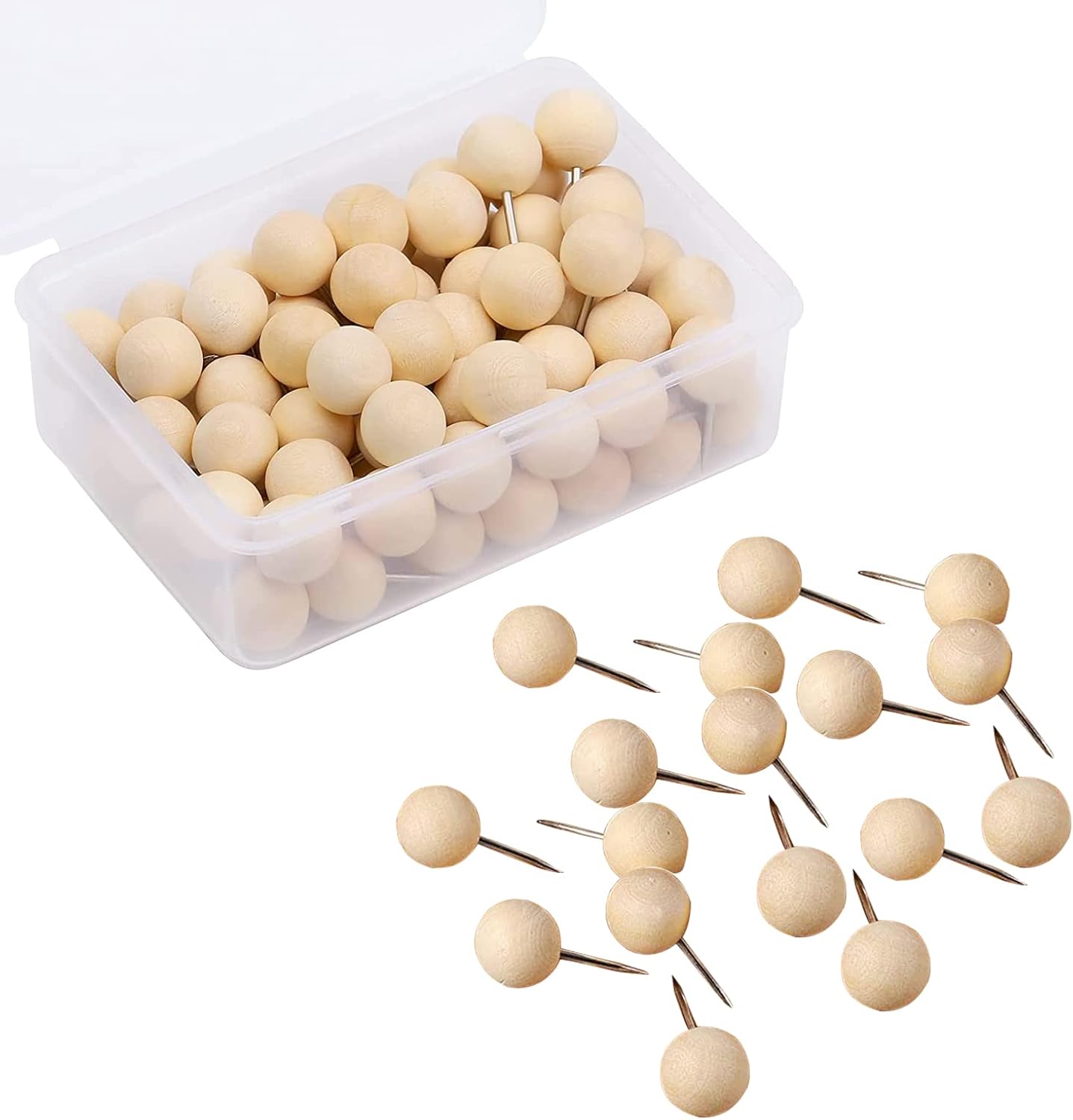 Amazon.com: BLMHTWO 80 Pieces Drawing Pins, Wood Push Pins Map Pins ...