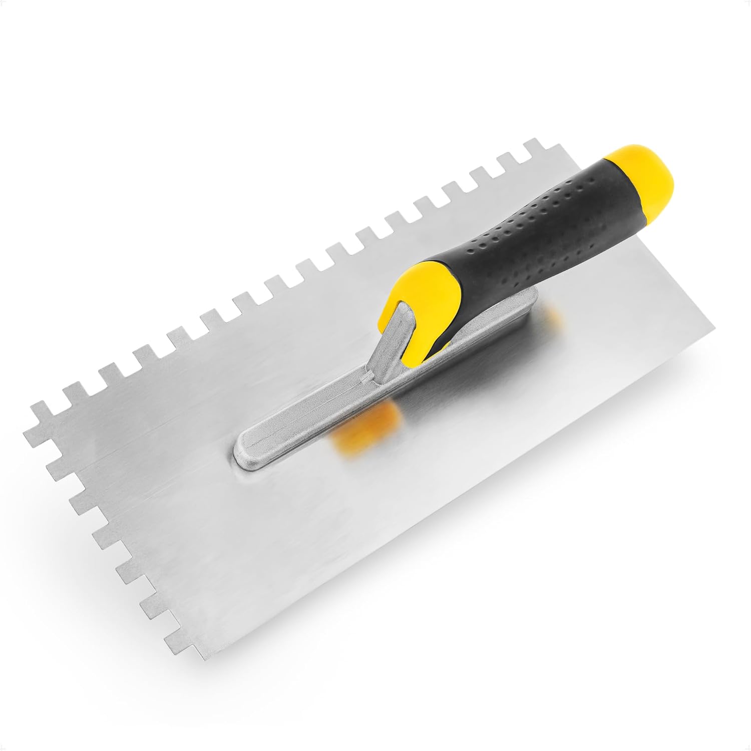 BILBAU Tiling Trowel for Tile Adhesive, 10mm Square Notched Grout ...