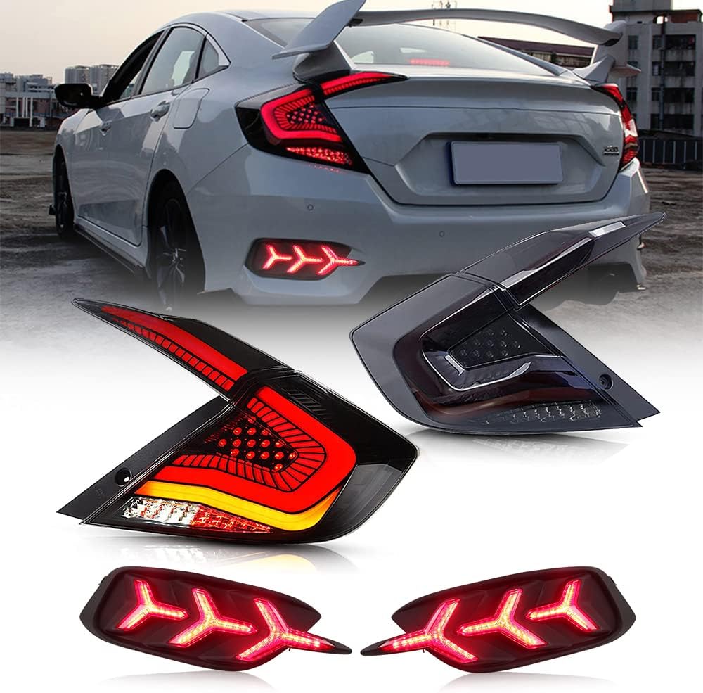 Amazon.com: Sequential LED Tail Lights for Honda Civic 10th Gen Sedan ...
