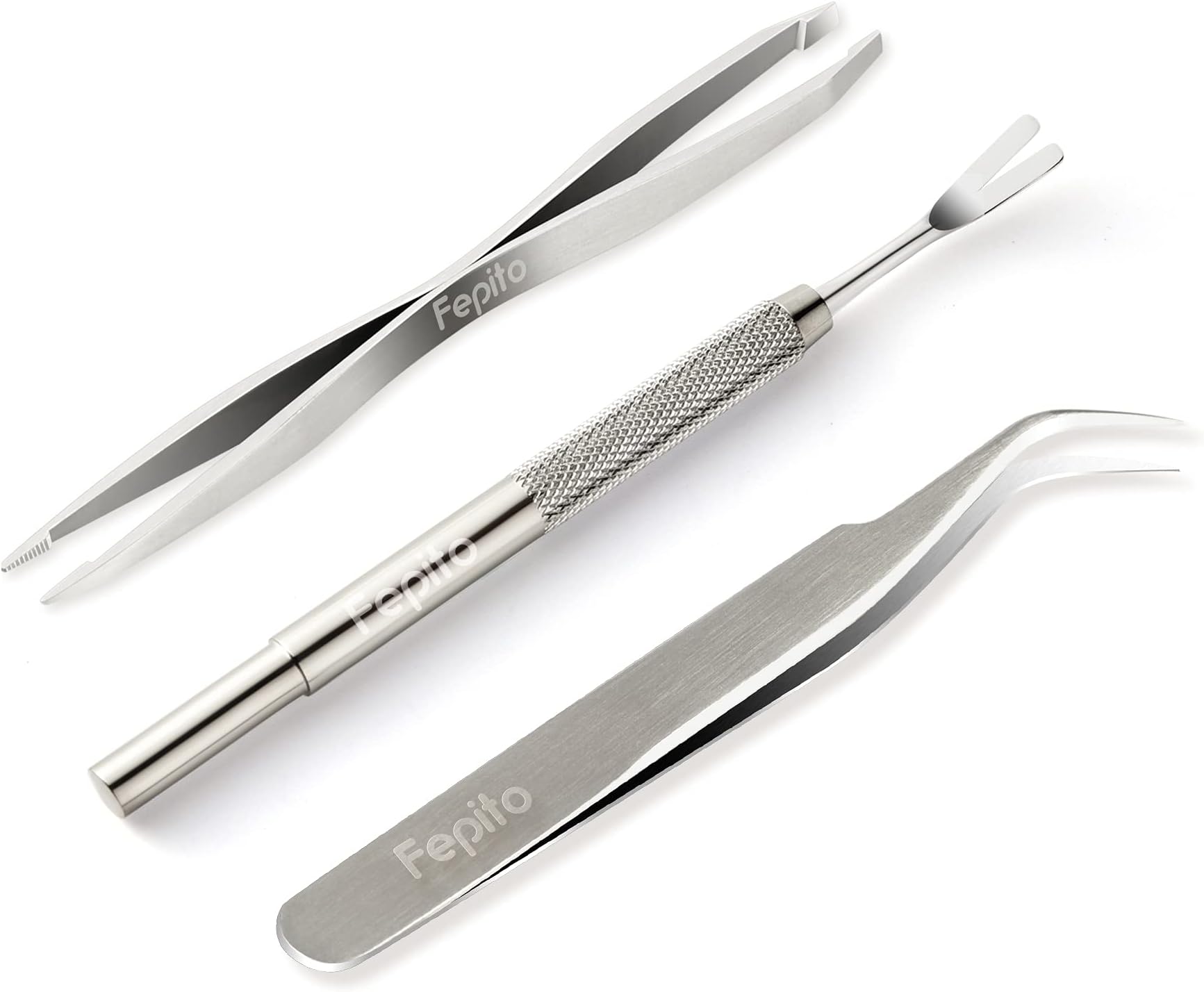 FEPITO 3 Pcs Stainless Steel Tick Remover Tool Set Pet Dogs Cats Ticks ...