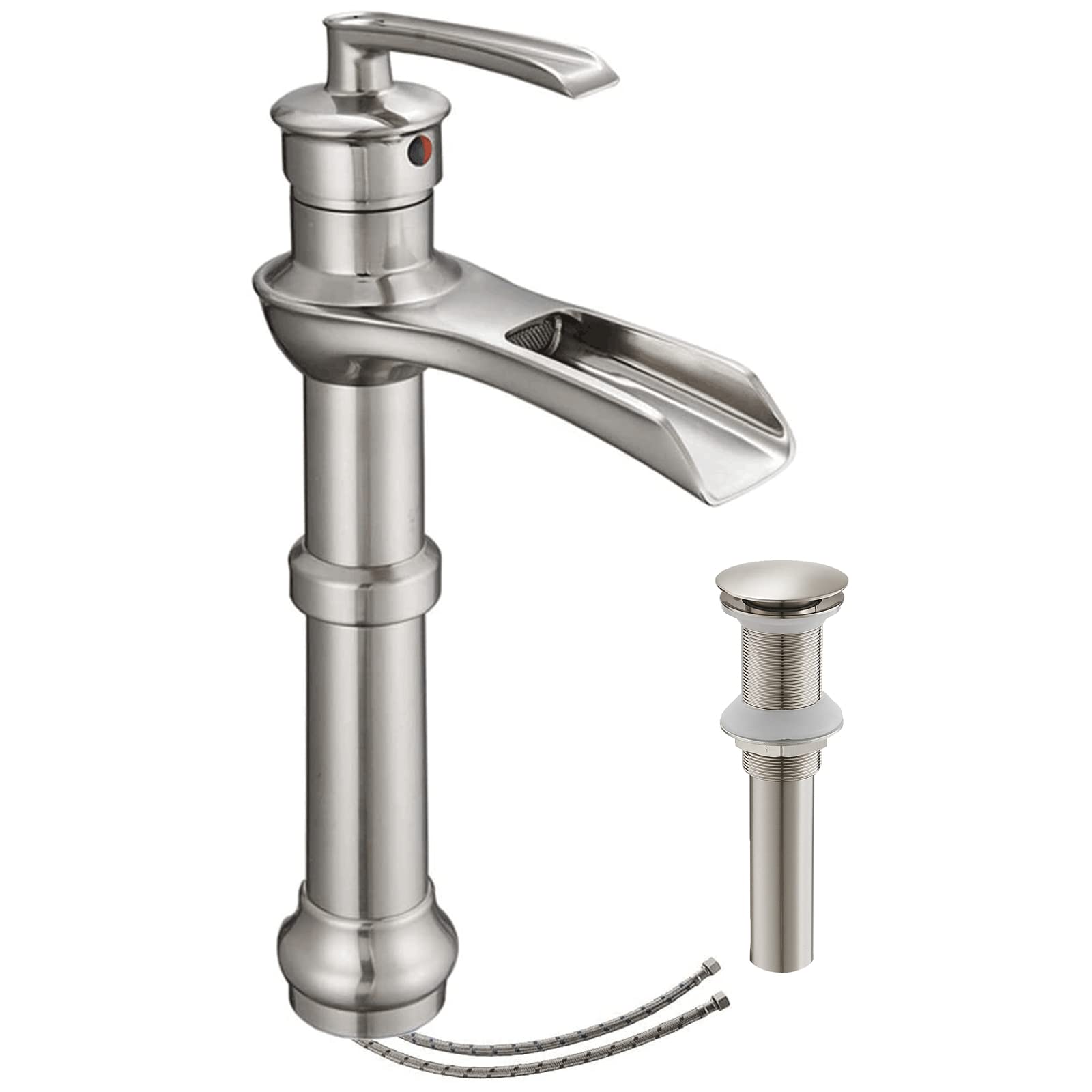 Homevacious Vessel Sink Faucet Brushed Nickel Waterfall Bathroom Faucet ...