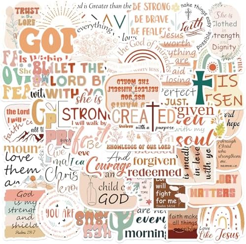 Boho Bible Verse Christian Stickers - Thrist 50PCS Inspirational Bible ...