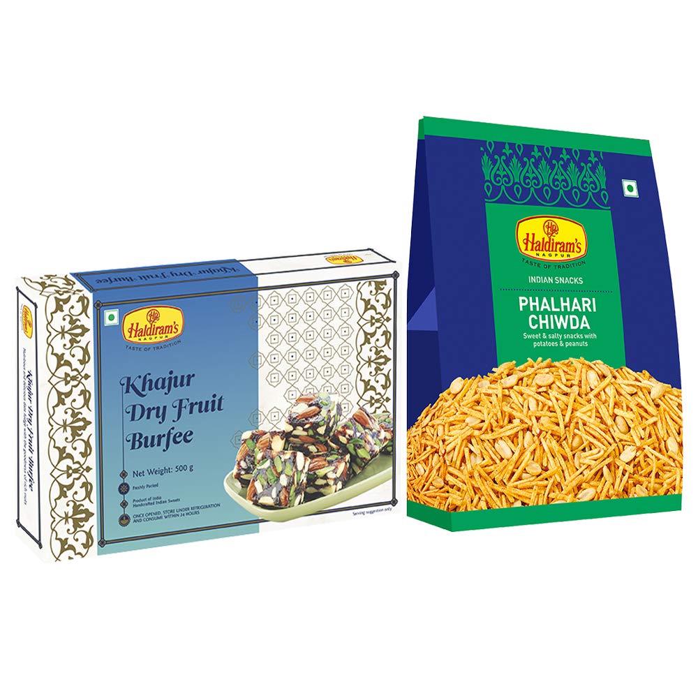 Haldiram's Hajur Dry-Fruit Burfee 500 Grm And Phalhari Chivda 200 Grm ...