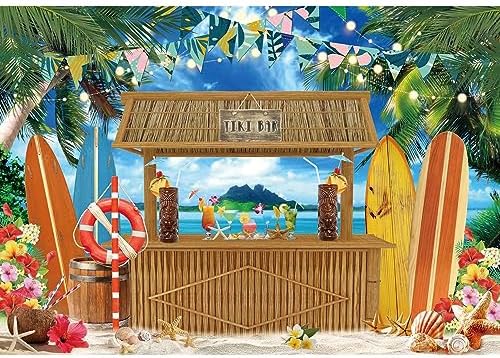 Amazon.com : Msocio 10x8ft Polyester Summer Tiki Bar Backdrop Hawaii ...