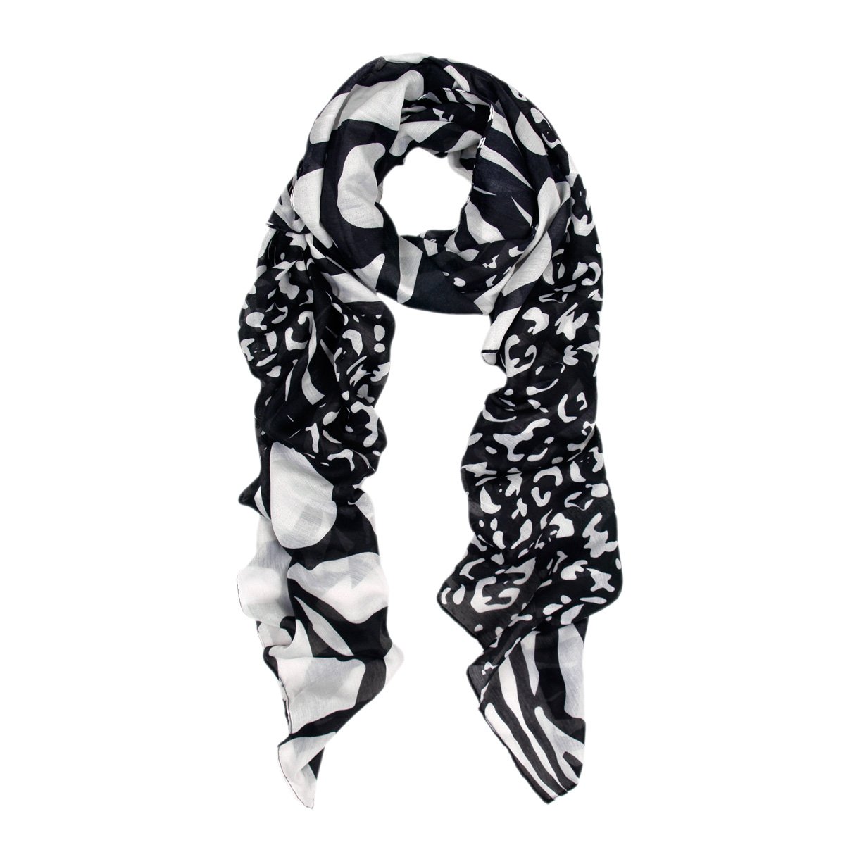 Elegant Leopard & Zebra Mixed Animal Print Scarf, Black at Amazon Women ...