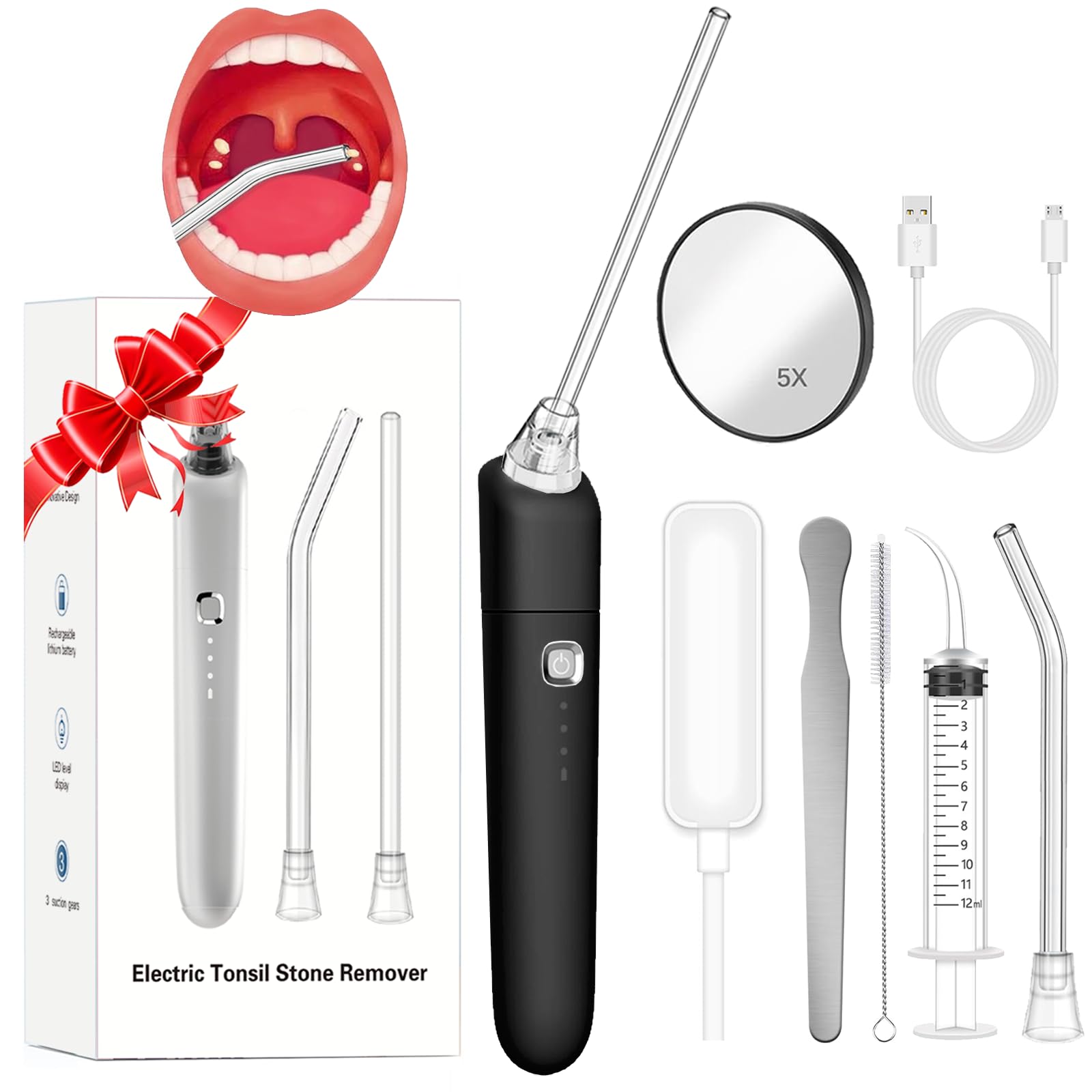 Electronic Tonsil Stone Remover - 9PCS Tonsil Stone Removal Kit Vacuum ...