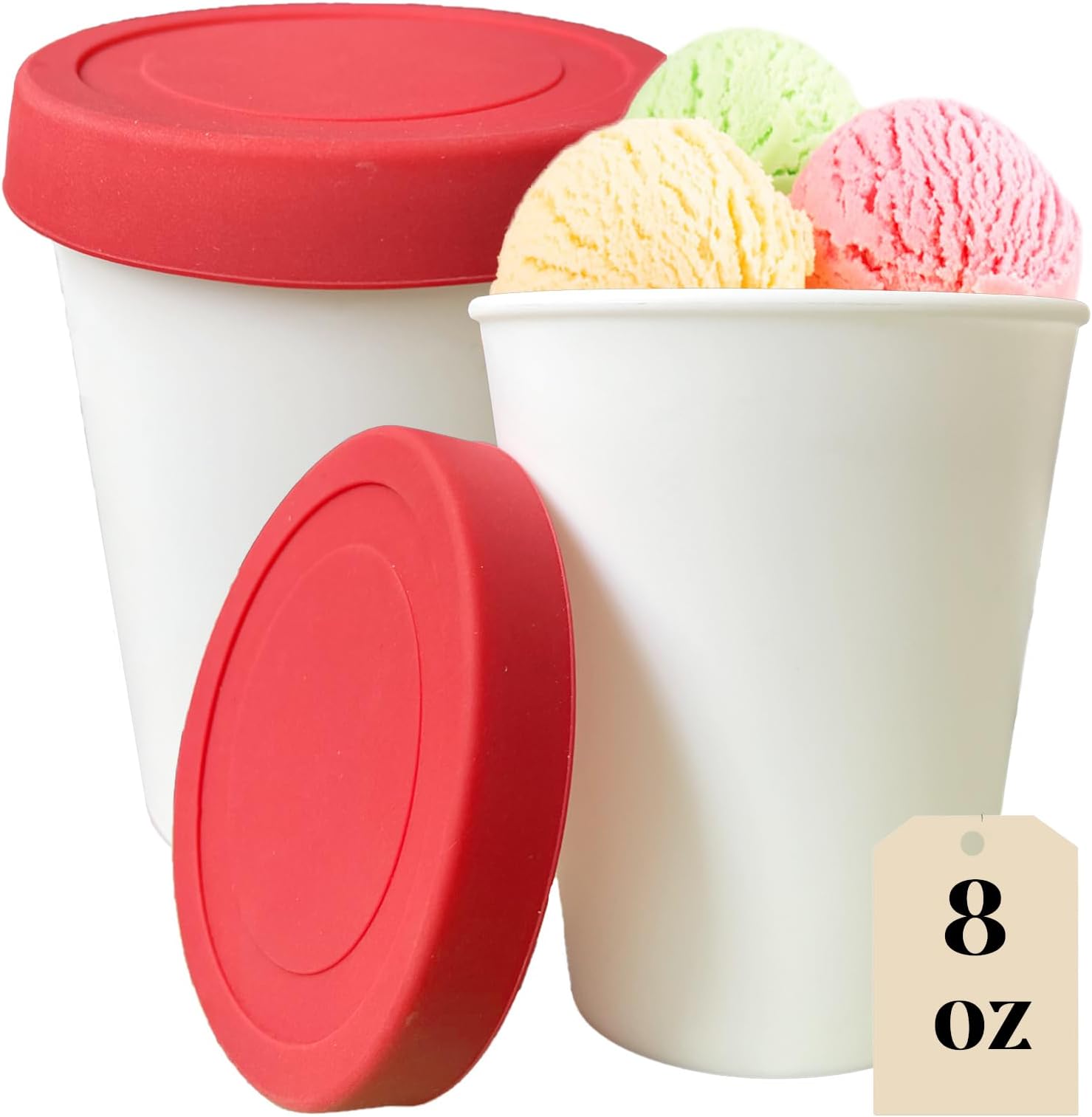Amazon.com: CasaVibe Ice Cream Containers for Homemade Ice Cream (2 Pcs ...
