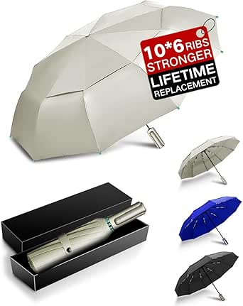 Amazon.com: Automatic 10-Rib Umbrellas for Rain Compact - Auto Open ...