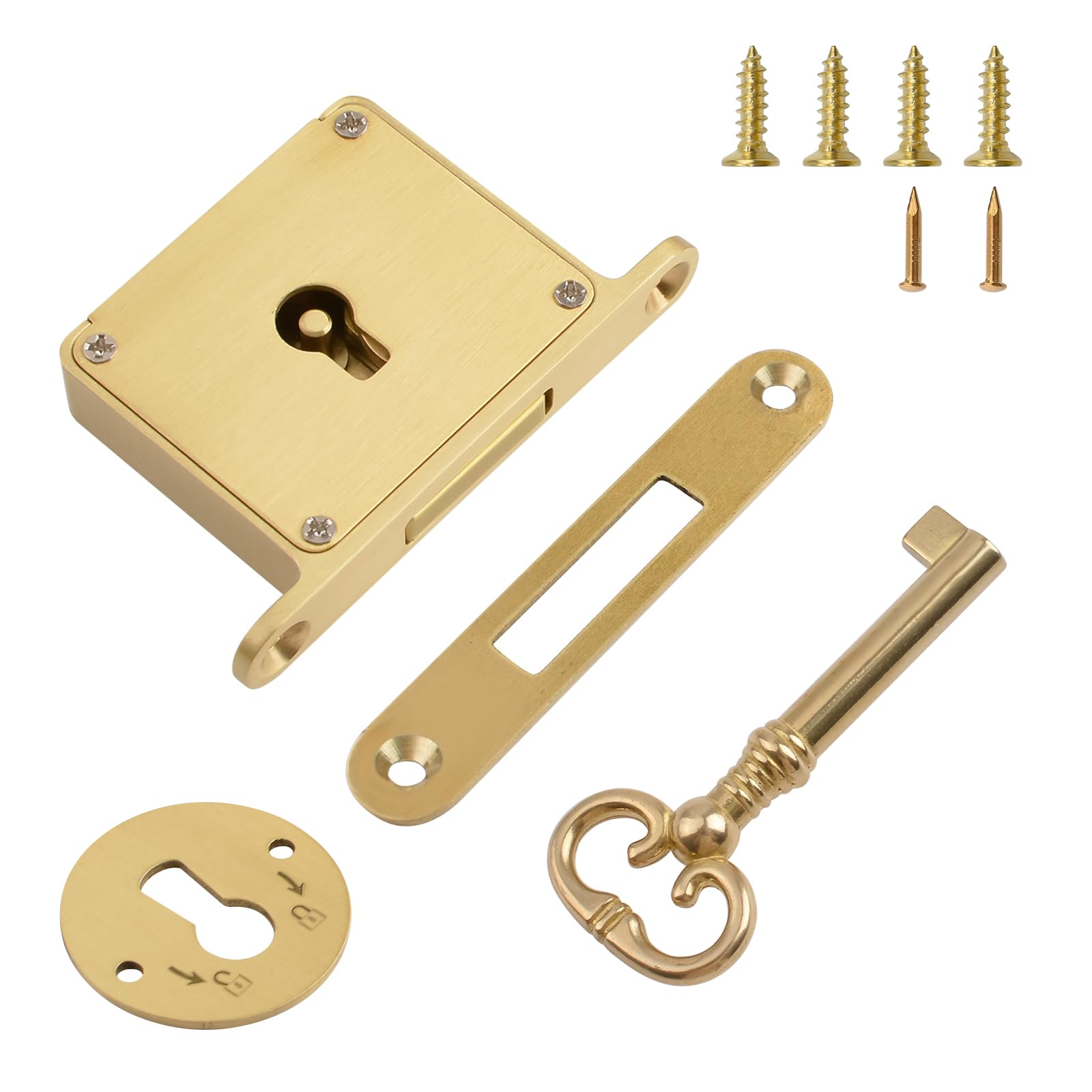 UFURMATE Vintage Lock, 1 Pack Matte Brushed Golden Cabinet Lock Set ...