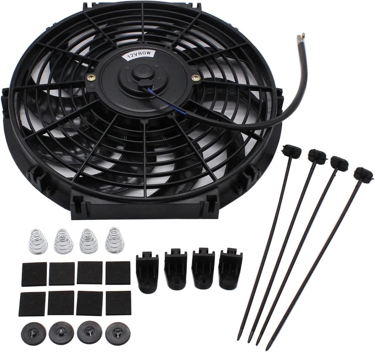 Amazon.com: 1 SET Black Fan 12" inch Universal Slim Fan Electric ...