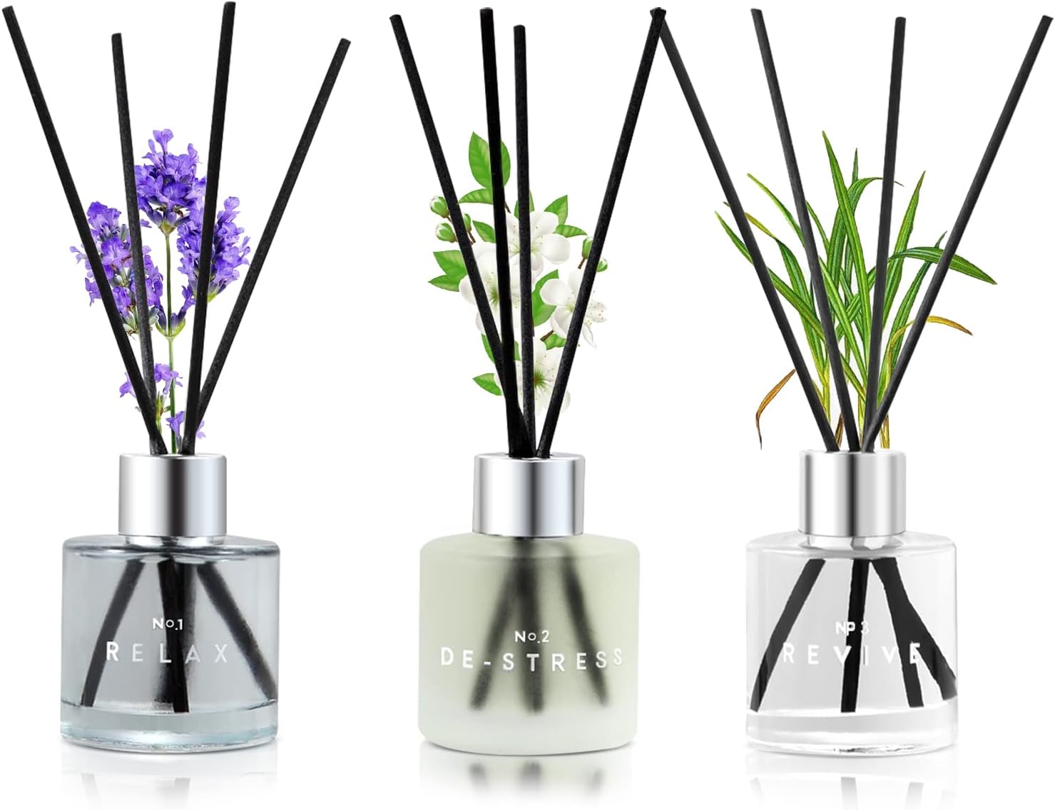 Amazon.com: Real Flower Reed Diffuser Set of 3 for Bathroom Shelf Decor ...