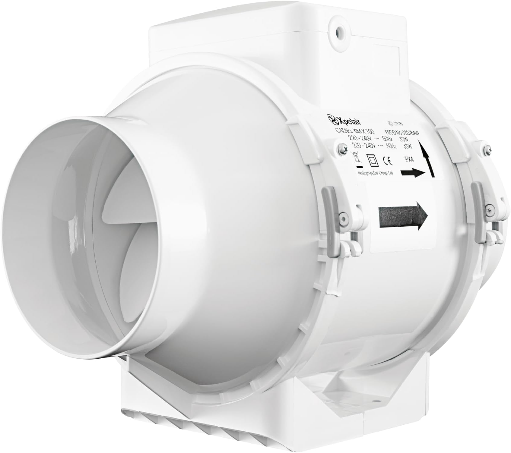 Xpelair XIMX100T 4"/100mm Inline Mixed Flow Extractor Fan with Timer ...