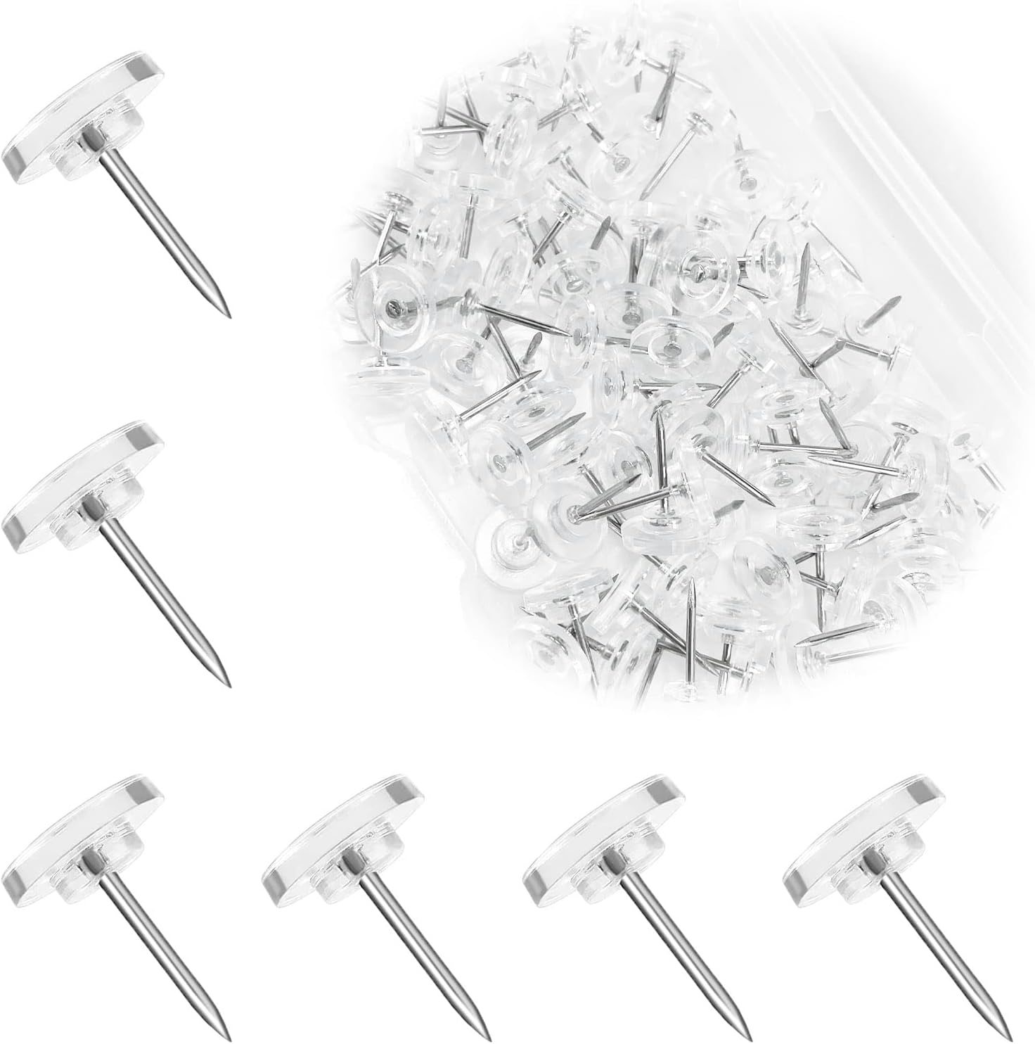 Amazon.com: 100Pcs Clear Push Pins - Suitable for Cork Board, Wall ...