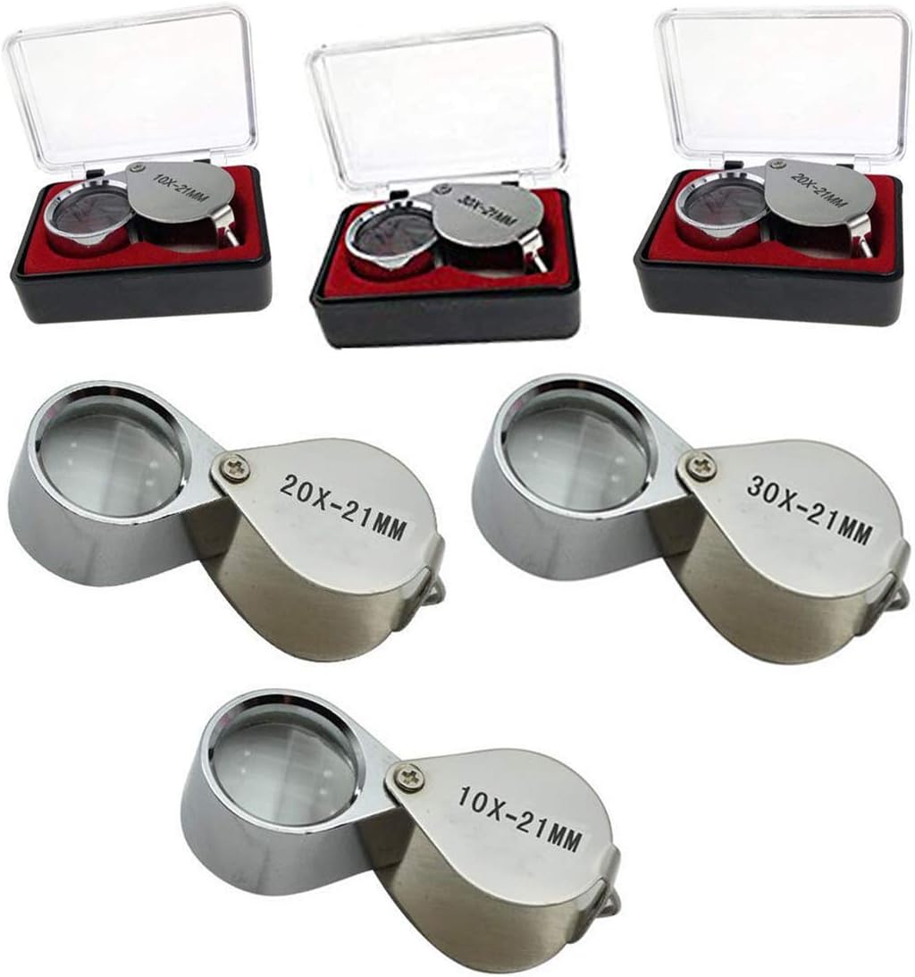 Amazon.com: 3 Pieces 10X / 20X / 30X Jeweler Loupe Glass Diamond Loupe ...