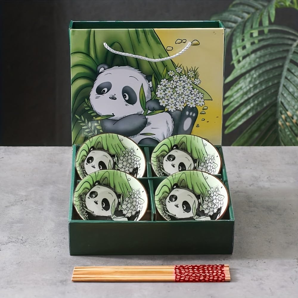 Amazon.com | CHOVY Cute Panda Ceramic Rice Bowl and Chopstick Set ...