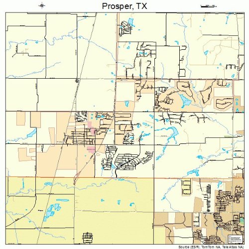 Large Street & Road Map of Prosper, Texas TX - Printed poster size wall ...