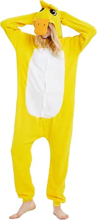 Amazon.com: Duledule Unisex Adult Onesie Pajamas Yellow Duck Costume ...