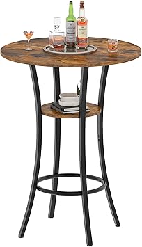 Amazon.com: CHOEZON Round Bar Table, 2-Tier High Top & Counter Height ...