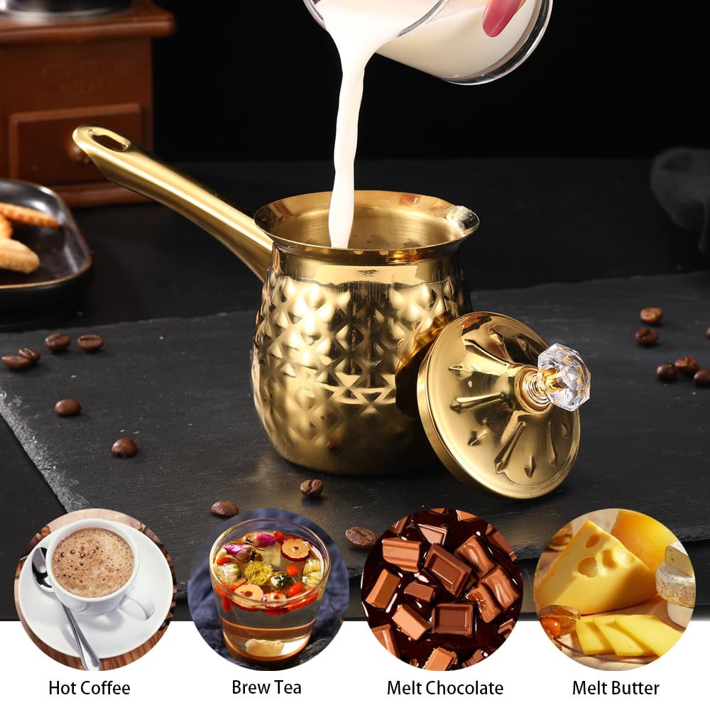 Snapklik.com : Alunsito 7 Oz Stainless Steel Turkish Coffee Cezve, Gold ...
