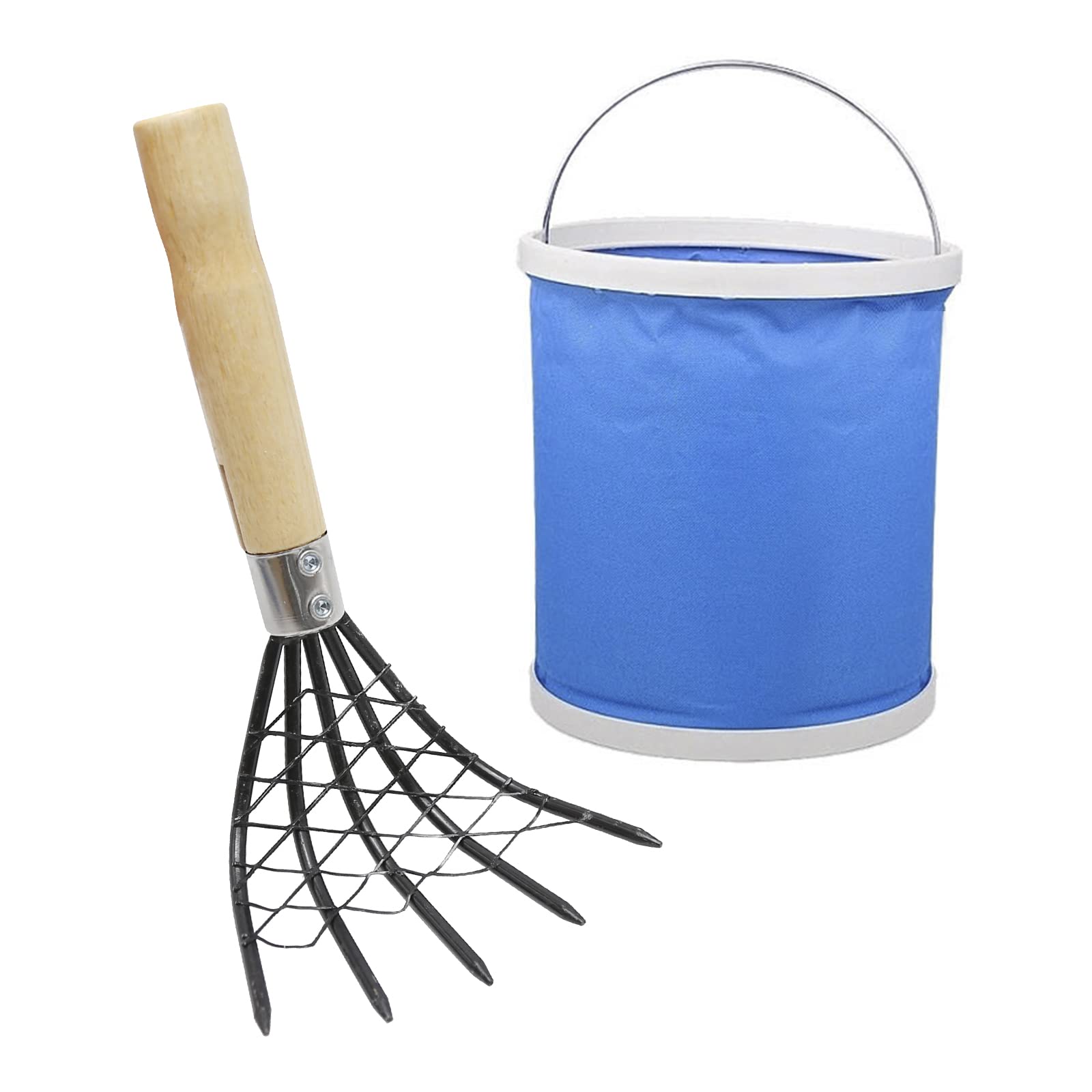 Amazon.com : 11L Folding Bucket+5-Tine Ninja Steel Claws Hand Rake ...
