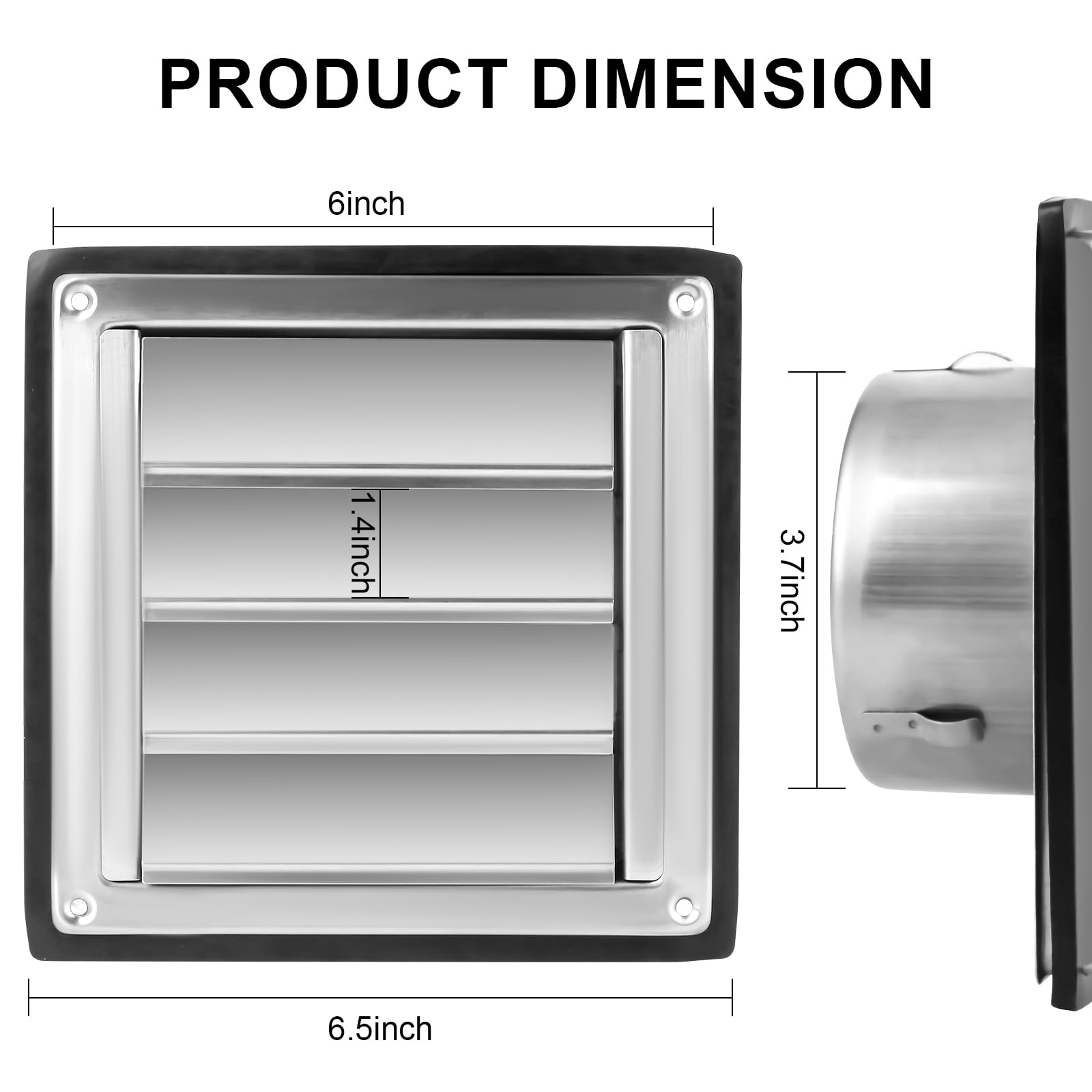 Snapklik.com : 4 Inches Metal Dryer Vent Cover Outdoor Stainless Steel ...