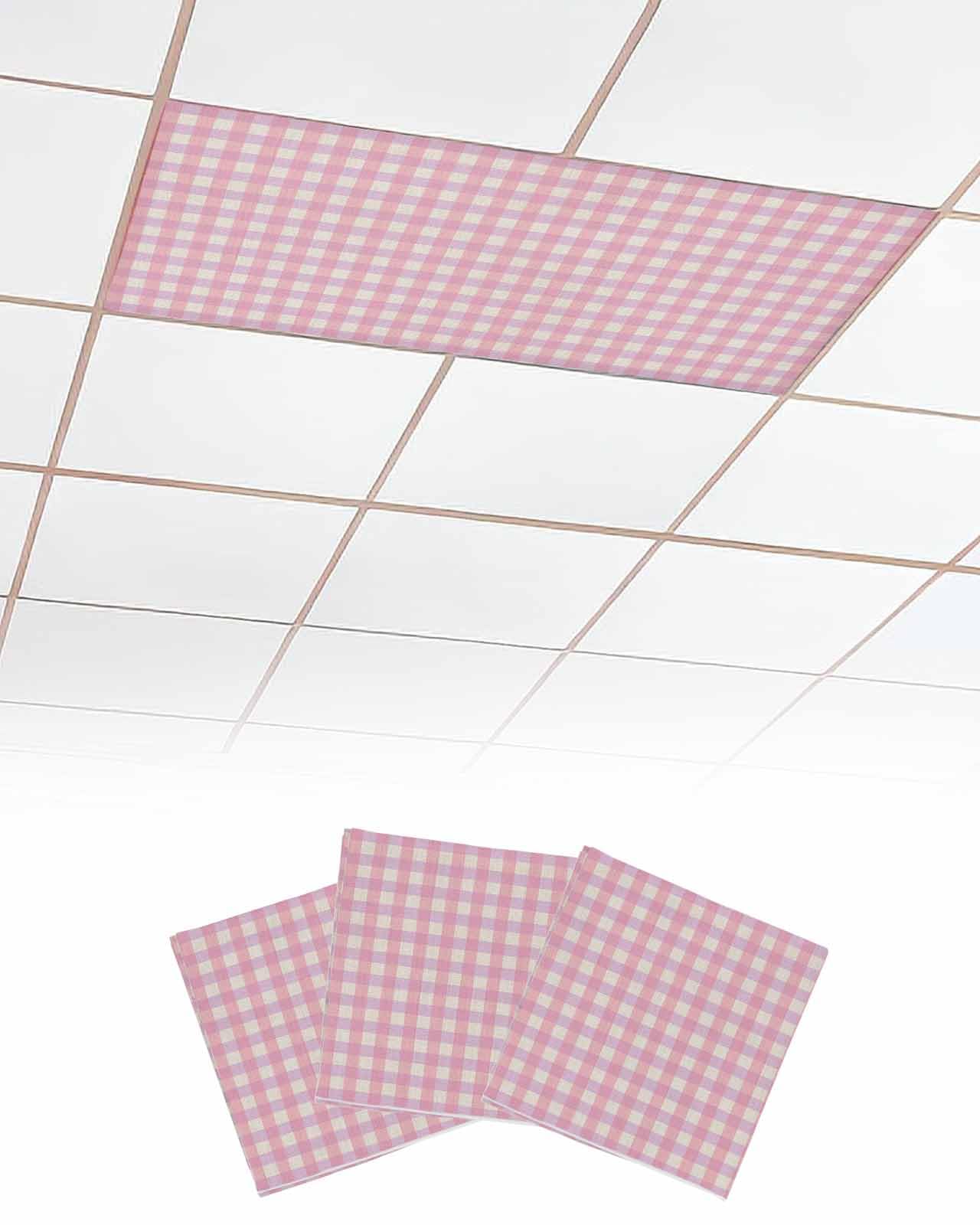 4x2 Foot Light Panels 6-Pack Fluorescent Light Covers - Pink Gingham ...