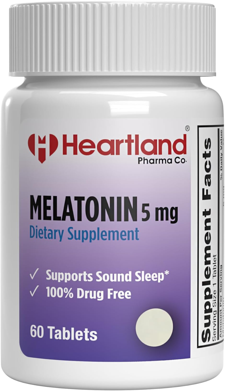 Amazon.com: Heartland Pharma Melatonin 5mg Dietary Supplement Tablet ...