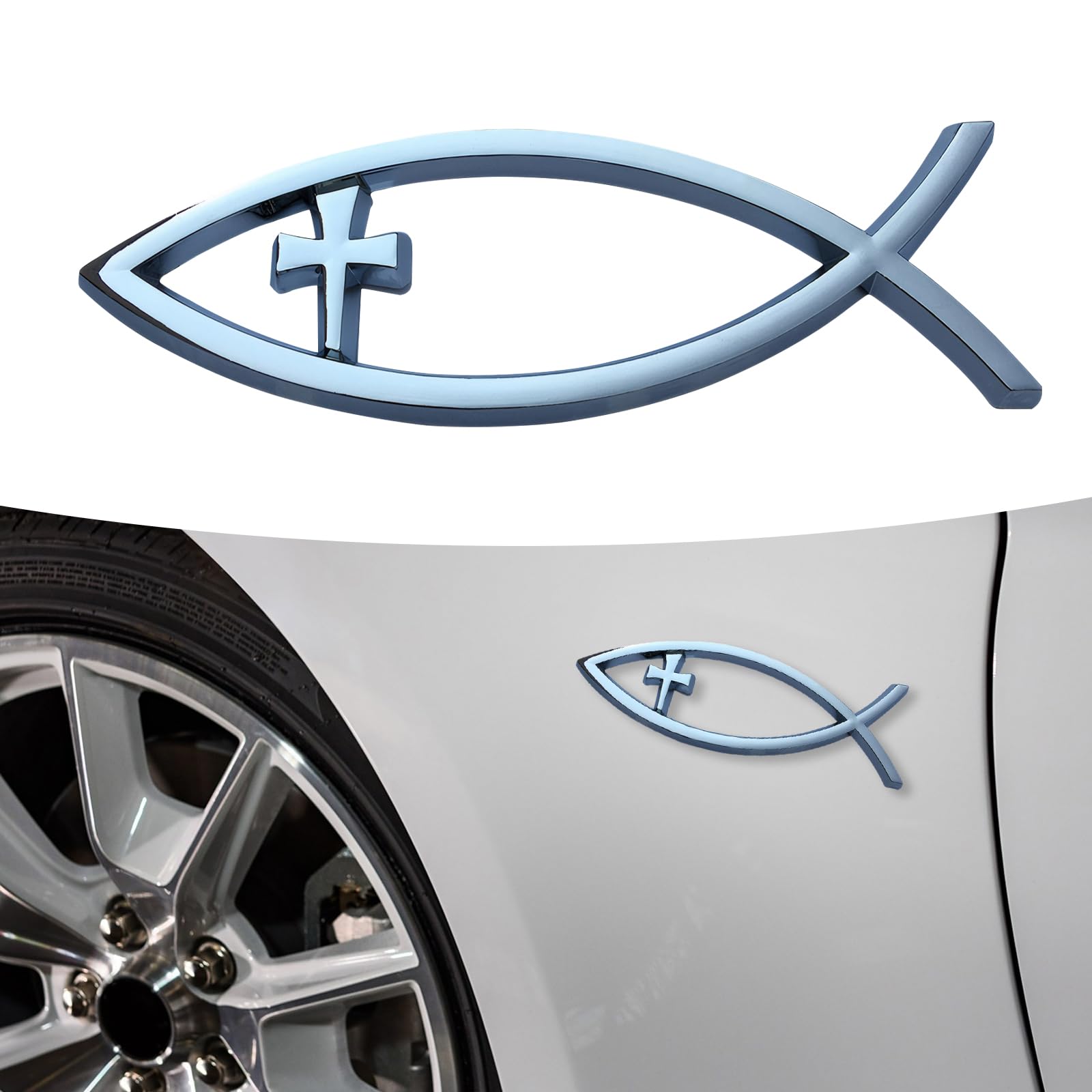 3d Jesus Fish Car Emblem Decal 1 77 X 5 | Desertcart UAE