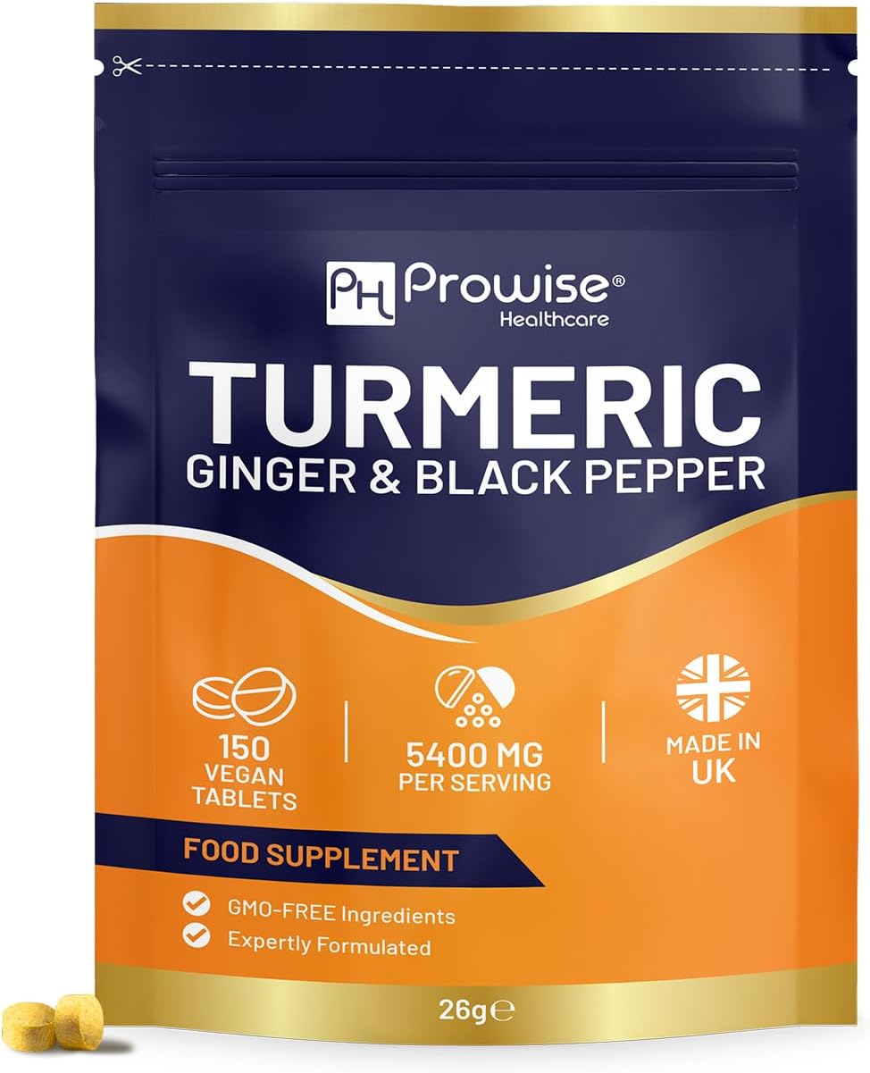 Turmeric Tablets 5400mg with Black Pepper, Ginger - High Strength ...