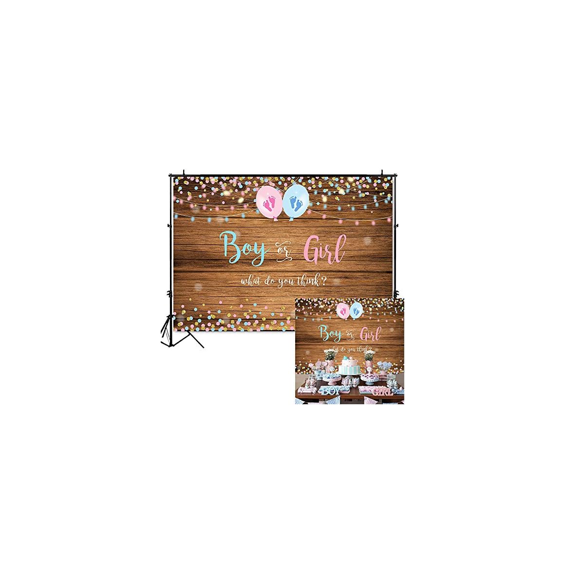 Mocsicka Boy or Girl Gender Reveal Backdrop Pink or Blue Gender Reveal ...