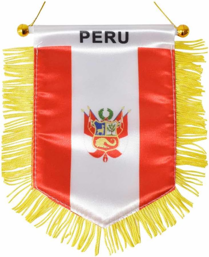Amazon.com : Peru Hanging Flag with Suction Cup Double Sided Mini 4x6 ...