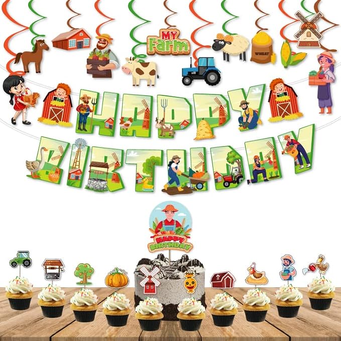 Buy Festiko® 36 Pcs Farm Animals Theme Party Decorations, Farm Barn ...